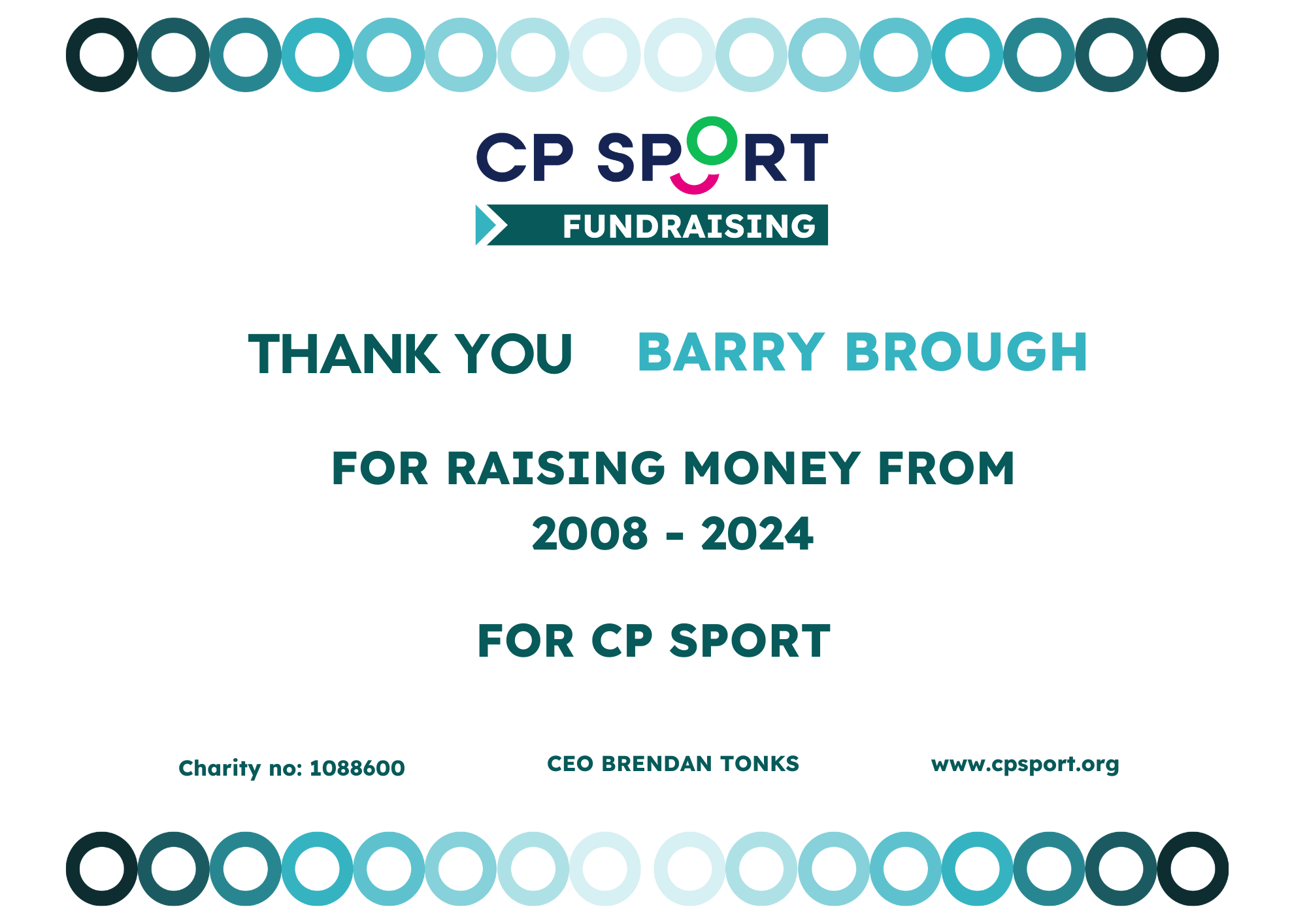 A huge thank you to Barry Brough!